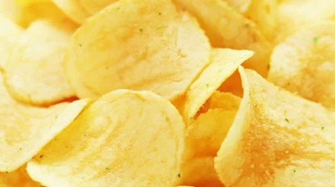 Rotating potato chips, macro view food b... | Stock Video | Pond5
