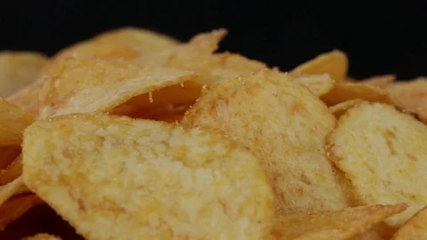 Rotating potato chips , macro view food ... | Stock Video | Pond5
