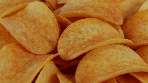Rotating potato chips , macro view food ... | Stock Video | Pond5