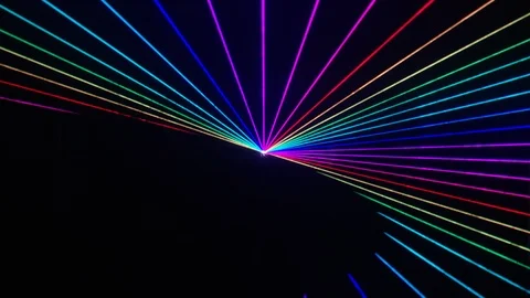 Rotating rainbow laser light tunnel at n... | Stock Video | Pond5