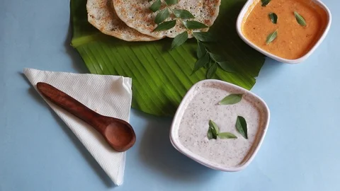 rotating Set Dosa is a 'set' of 2 dosas... | Stock Video | Pond5