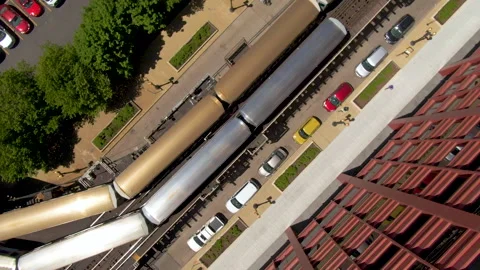 Rotating top down aerial view of subway ... | Stock Video | Pond5