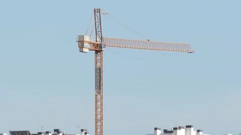 rotating tower crane construction works ... | Stock Video | Pond5