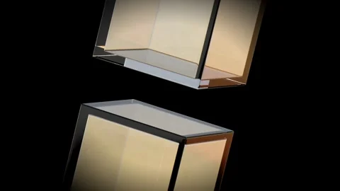 Rotating two cuboid glass shapes | Stock Video | Pond5