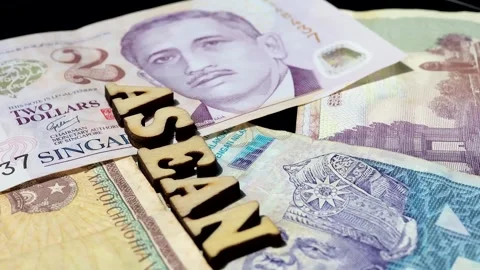 Rotating video of banknotes from ASEAN c... | Stock Video | Pond5