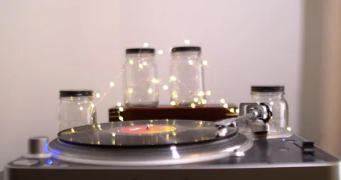 Rotating vinyl record with lights and ja... | Stock Video | Pond5