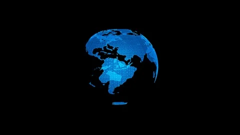 Rotating Wireframe Blue Earth On Black B... | Stock Video | Pond5