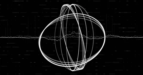 Rotating wireframe sphere and soundwave ... | Stock Video | Pond5