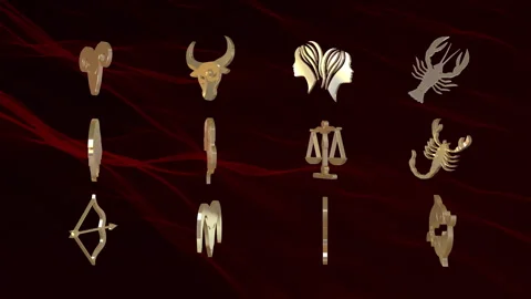 Rotating zodiac signs, 3D animation on a... | Stock Video | Pond5