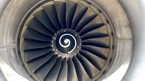 The rotation of airplane engine. Front v... | Stock Video | Pond5