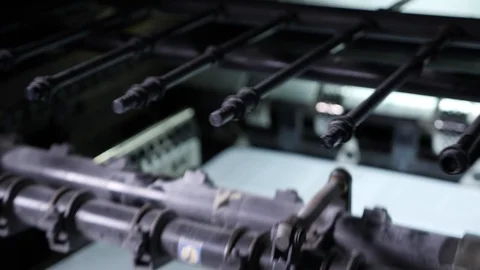 Rotation mechanism in offset printing ma... | Stock Video | Pond5