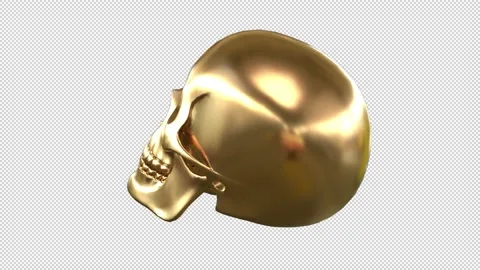 Rotation of skull from bronze metal - 3d... | Stock Video | Pond5