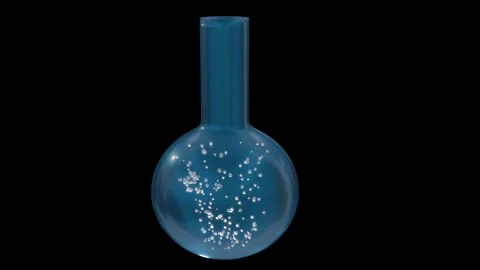 Round bottomed flask with bubbles inside... | Stock Video | Pond5