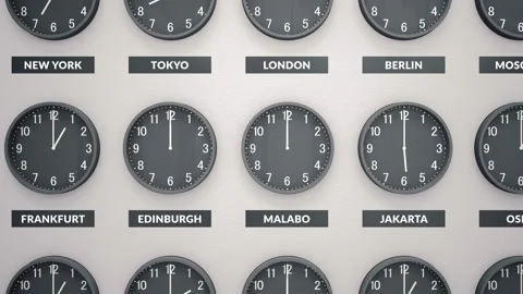 Round Clocks Show Different Time Zones O... | Stock Video | Pond5