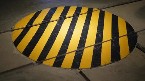 Round danger zone sign on the floor. Yel... | Stock Video | Pond5