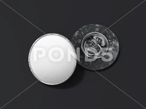 Round lapel pin with black blank face. 3d rendering Illustration #84915880