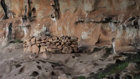 Round neolithic cave construction of sta... | Stock Video | Pond5