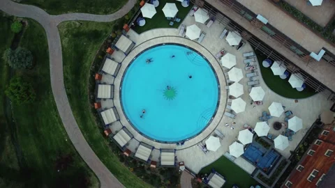 Round Outdoor Pool At Sun Valley Resort ... | Stock Video | Pond5