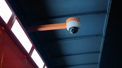 A round security camera for CCTV observa... | Stock Video | Pond5