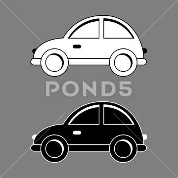 Round shaped cars black white outline: Royalty Free #153385006