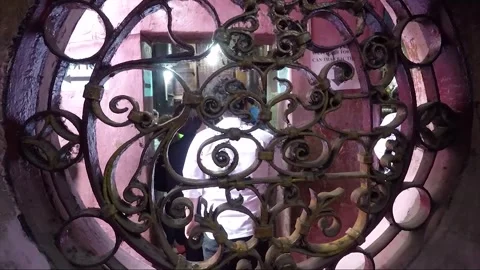 Round Window with Wrought Iron Bars, Chu... | Stock Video | Pond5
