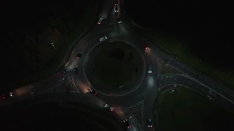 Roundabout at Night from High | Stock Video | Pond5