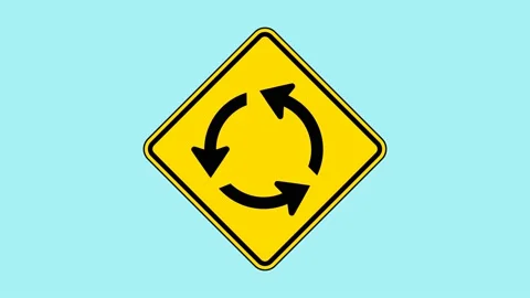 Roundabout Sign Animation, Yellow Road S... | Stock Video | Pond5