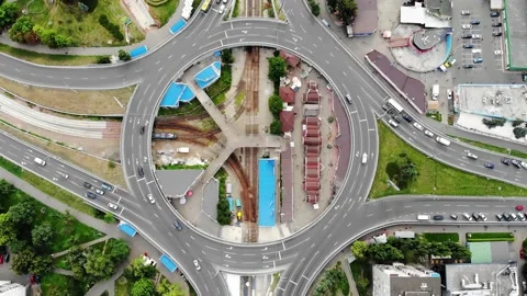 Roundabout Traffic Of Cars Circle Ring R... | Stock Video | Pond5