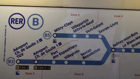 Route Map For RER-B Airport Train In Par... | Stock Video | Pond5