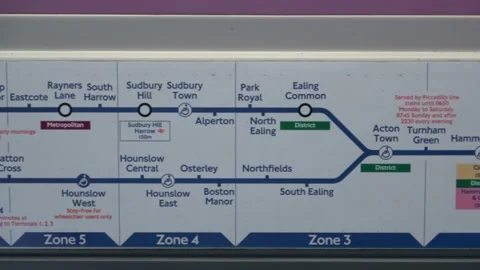 The Route Map on Train From Heathrow Air... | Stock Video | Pond5