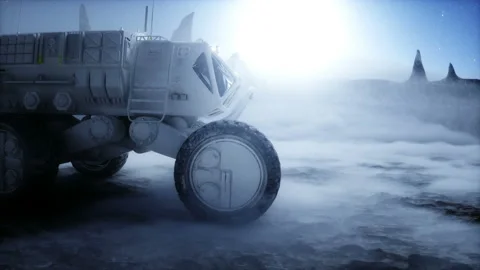 Rover on alien planet. Mars surface. Rea... | Stock Video | Pond5