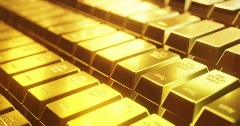 Row of gold bars as loop animation. | Stock Video | Pond5