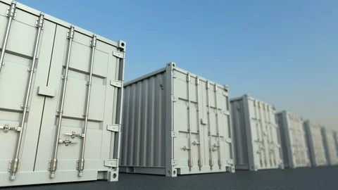 Row of white cargo containers, loopable ... | Stock Video | Pond5