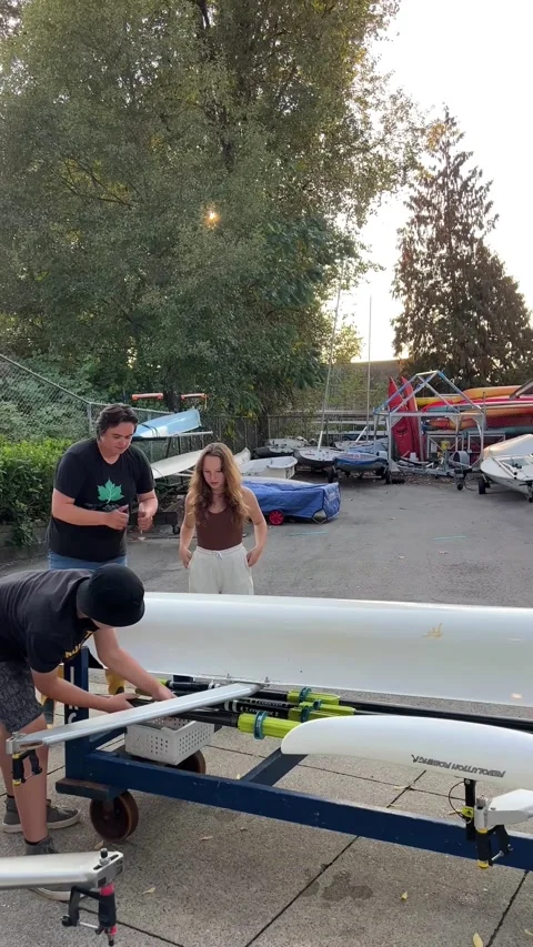 Rowing school coach shows how to place o... | Stock Video | Pond5