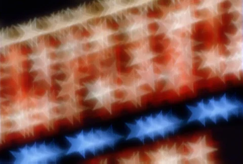 Rows of blurred star-shaped neon lights ... | Stock Video | Pond5