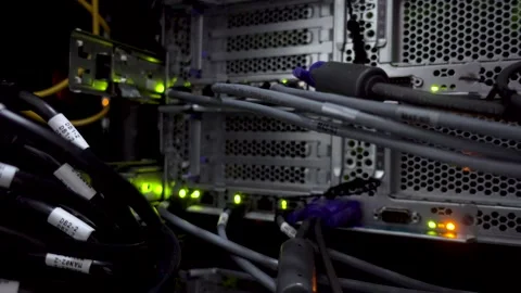 Rows of flashing lights in the server ra... | Stock Video | Pond5