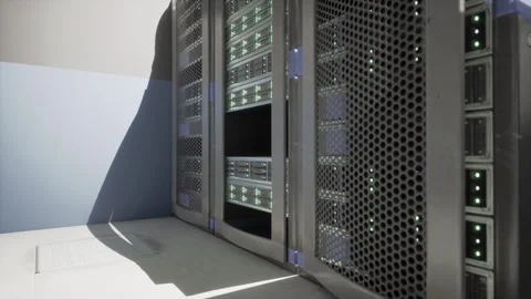 Rows of operational supercomputers in a ... | Stock Video | Pond5