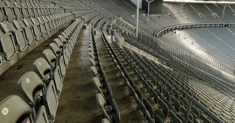 Rows of seats in football stadium in 4K2... | Stock Video | Pond5