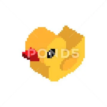 Rubber duck pixel art. 8 bit pixelated Vector illustration: Royalty Free #220550478