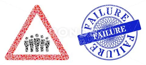 Rubber Failure Stamp and Triangle Crowd Warning Mosaic: Royalty Free ...
