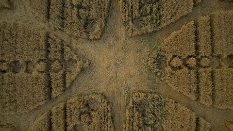 Rubik's cube crop circle aerial shot. Up... | Stock Video | Pond5