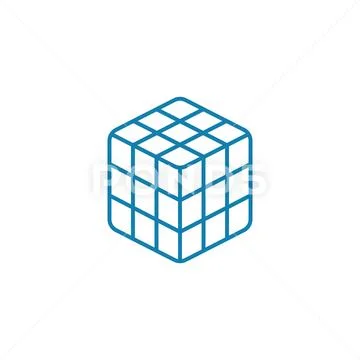 Rubik's cube linear icon concept. Rubik's cube line vector sign, symbol ...
