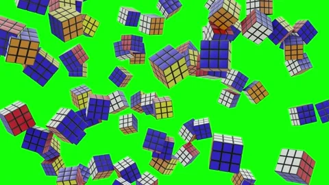 Rubik's Cubes Falling on Green Screen Wi... | Stock Video | Pond5
