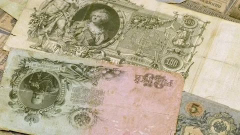 Ruble Paper Banknote From Imperial Russi... | Stock Video | Pond5