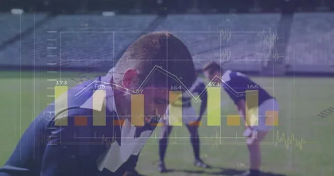 Rugby player bending on pitch with overl... | Stock Video | Pond5