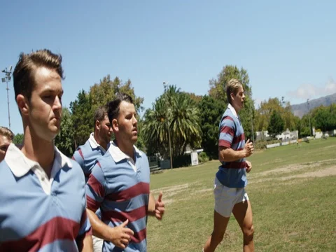 Rugby players running on the field 4K 4k | Stock Video | Pond5