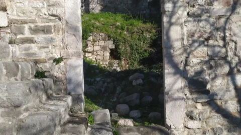 Ruin of a stone house in medieval ghost ... | Stock Video | Pond5
