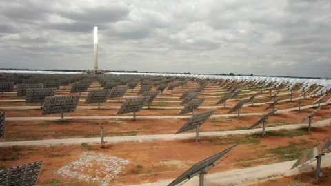 Ruins of broken solar mirror on ground -... | Stock Video | Pond5