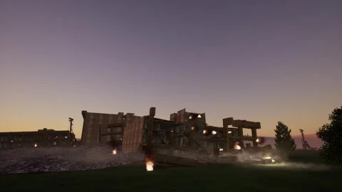 Ruins fire breakout accident disaster sm... | Stock Video | Pond5