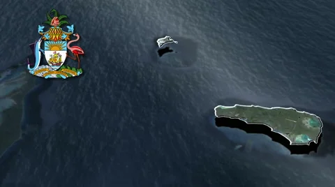 Rum Cay With Coat Of Arms Animation Map | Stock Video | Pond5
